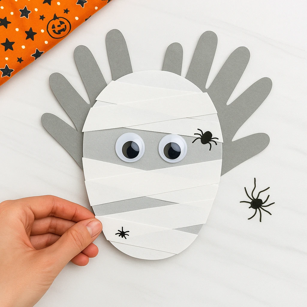 DIY Handprint Mummy Craft for Kids - Laugh And Color